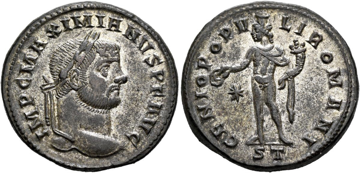 Roman coin of Maximianus as Caesar - From the Rauceby Hoard - EF ...
