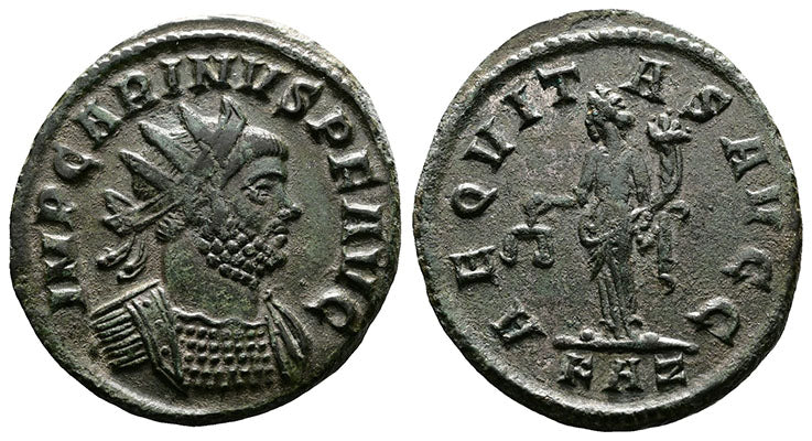 Ancient Roman coin of the Emperor Carinus - AEQVITAS AVGG – Cerberus ...