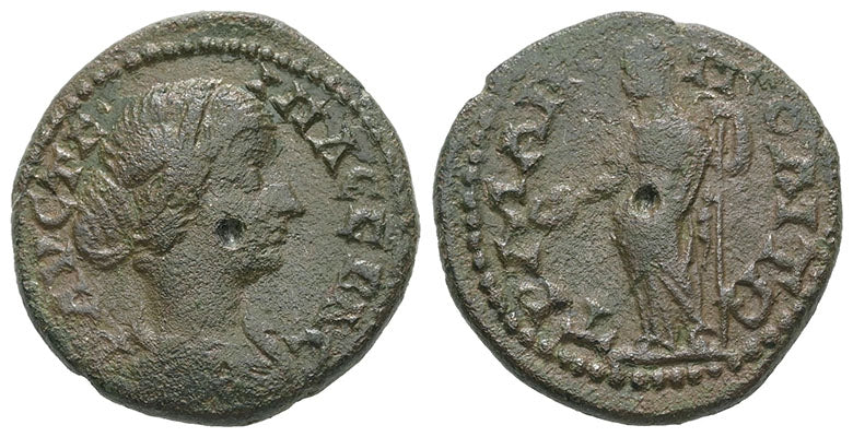 Ancient Roman Provincial coin of Faustina II minted in Trajanopolis, T ...