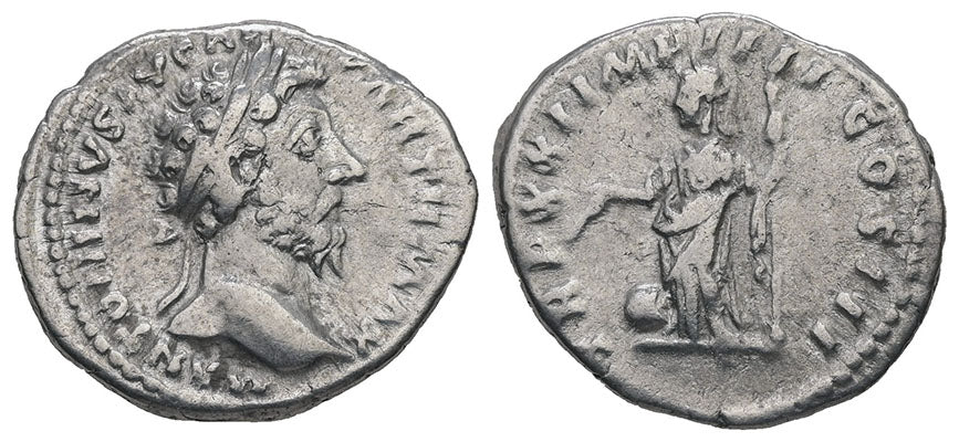Ancient Roman silver coin of Marcus Aurelius minted in Rome – Cerberus ...