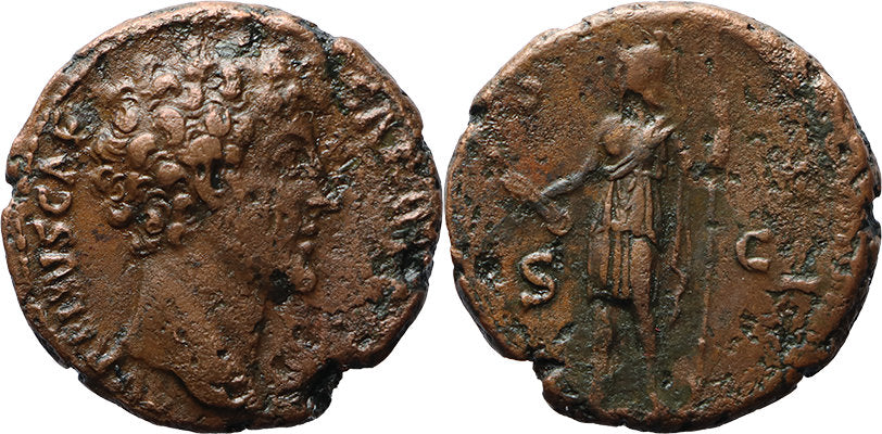 Large Ancient Roman coin of Marcus Aurelius as Caesar minted in Rome ...