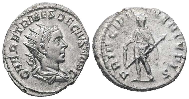 Ancient Roman Silver coin of Herennius Etruscus as Caesar - PRINCIPI I ...