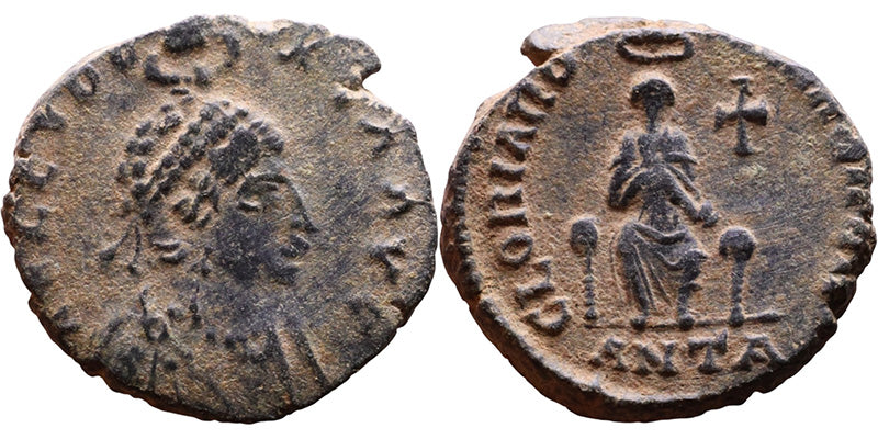 Ancient Roman coin of Aelia Eudoxia (Wife of Arcadius) minted in Antio ...