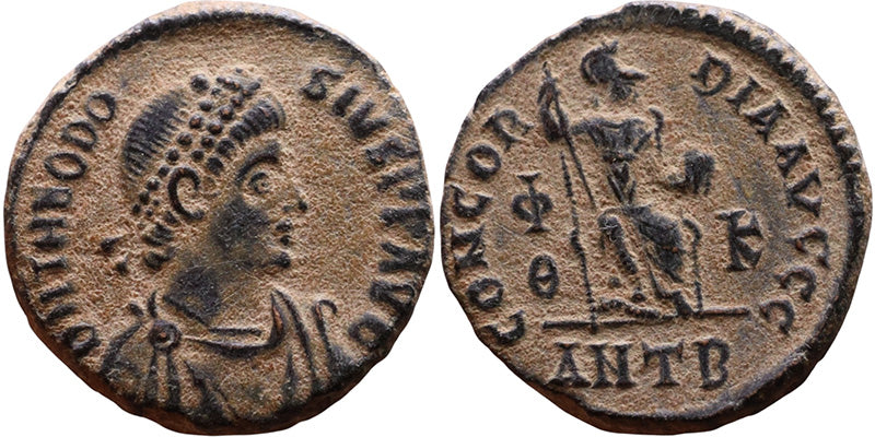 VF+ Ancient Roman coin of Theodosius I minted in Antioch - CONCORDIA A ...