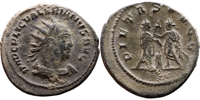 Ancient Roman billon silver coin of Valerian as Augustus minted in Ant ...