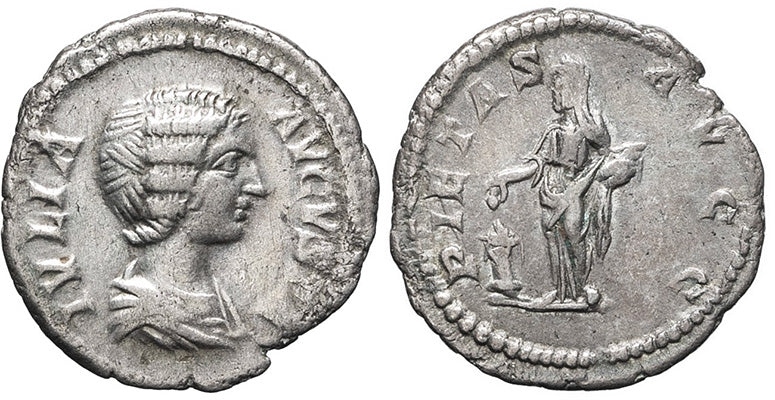 Ancient Roman silver coin of Julia Domna minted in Rome - PIETAS AVGG ...