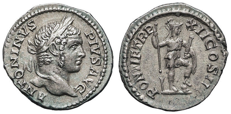 Superb Ancient Roman silver denarius of Caracalla as Augustus minted i ...