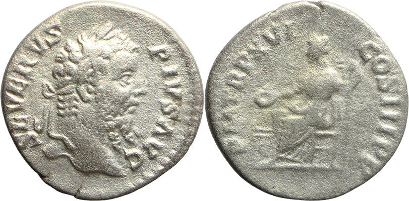 Ancient Roman silver denarius of the Emperor Septimius Severus minted ...