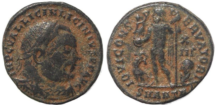 Roman coin of Licinius I - IOVI CONSERVATORI - Antioch – Cerberus ...