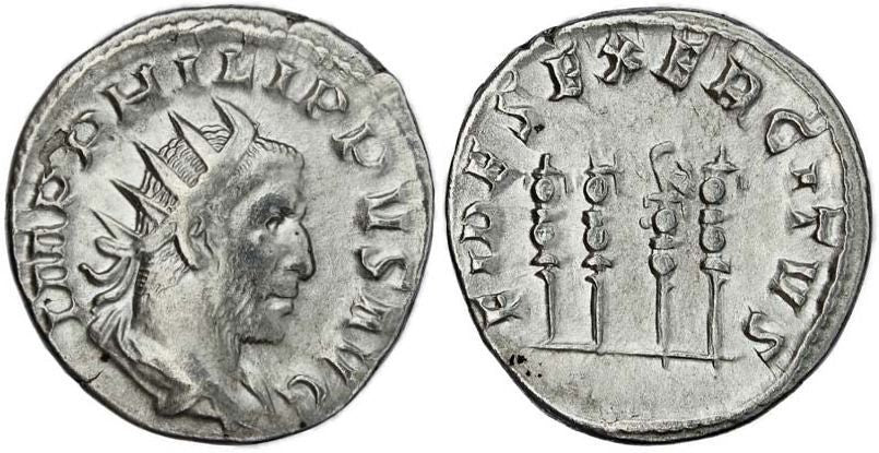 Ancient Roman coin of Philip I 'the Arab' silver antoninianus - FIDES ...