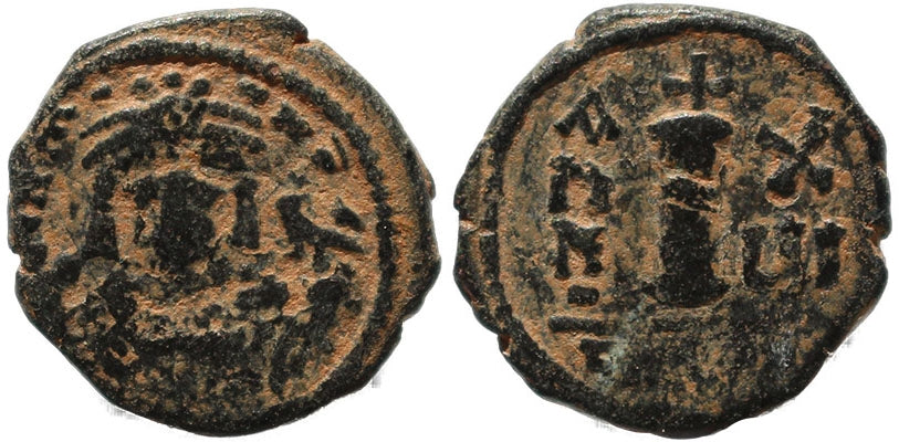 Byzantine coin of Maurice Tiberius AE Decanummium - Antioch - Year 16 ...