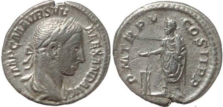 Ancient Roman coin of Severus Alexander denarius - PM TRP V COS II PP ...
